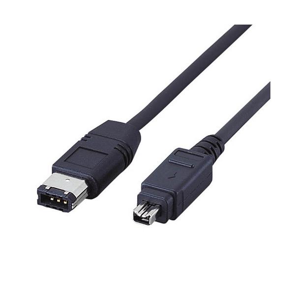【IEEE1394ケーブル：ブラック(コネクタ形状 IEEE1394 6pinオス - IEEE1394(DV端子)4pinオス)】 検索キーワード: IEEE1394ケーブル：ブラック(コネクタ形状 IEEE1394 6pinオス - I...