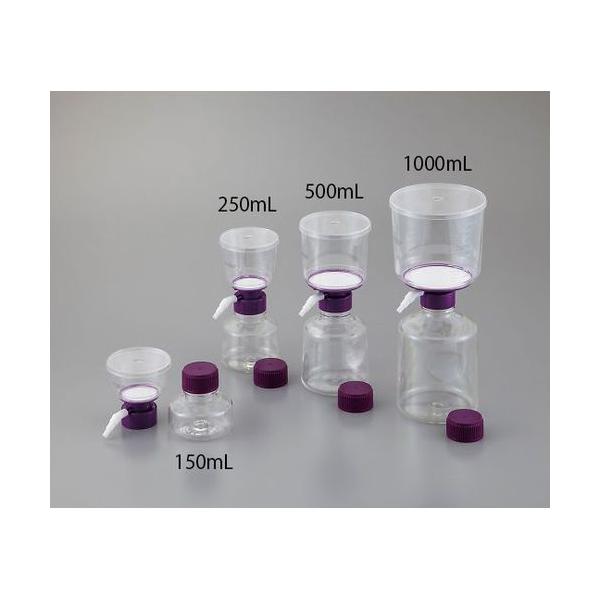 【フィルタ-システム（PVDF） 500mL 12個入  (1箱(12個入り)) 下部ボトルは握りやすい設計です。本体上部と下部に目盛が付いています。1つずつにロットナンバーが付番されています。】 検索キーワード: 分析・特殊機器 分離・分...