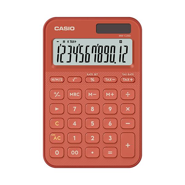 【機器 ＞ オフィス機器 ＞ 電卓。】 検索キーワード:カシオ計算機（CASIO）|CASIO 情報家電・AV機器|電卓／レジスター メーカー型番:MW-C20D-RD-N MWC20DRDN