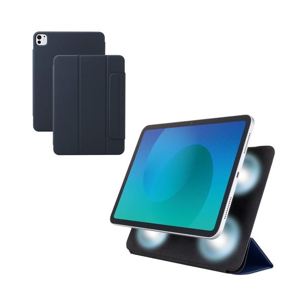 【対応機種：11インチiPad Pro(M4) ■対応モデル番号：A3006、A2837、A2836 ■セット内容：ケース×1 ■材質：表面:合成皮革、裏地:ポリエステル ■カラー：ネイビー ■】 検索キーワード:エレコム|ELECOM ア...