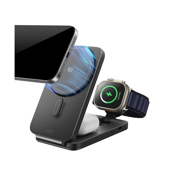 【Qi2.2 25W認証 3in1マグネット式折りたたみ充電ステーション】 検索キーワード:ＥＳＲ モバイルアクセサリー（ケース／カバー）|ケース／カバー（モバイル） メーカー型番:ES28337