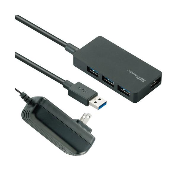 【USB3.0対応のハードディスクドライブなど、消費電力の大きなUSB機器も安心して使える!】 検索キーワード: USB3.0対応のハードディスクドライブなど、消費電力の大きなUSB機器も安心して使える! U3HA408SBK|エレコム|E...