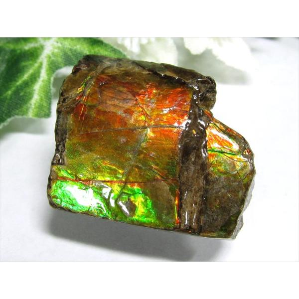 ■サイズ・重さなど：原石のサイズ 幅 約28mm×25mm厚さ 約7mm、重さ 8.8g■産地・原産国：カナダ産■グレードなど：5A■名称など：アンモライト ドラゴンスキン【竜の鱗】■商品説明：大人気！アンモライト入荷しました！極上の遊色効...