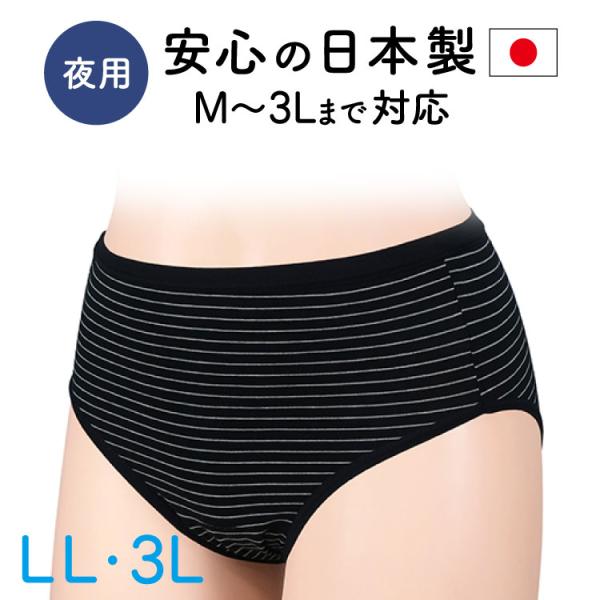 ウエスト部分まである長いシートで安心　　　　　　　普段でも履いてもらえる豪華なレース使い　日本製point1長いシートで後ろモレをカバー　睡眠時も安心！point2 黒とグレー杢のボーダーは鉄板！シンプルで落ち着いたデザインに日本製[素材]...