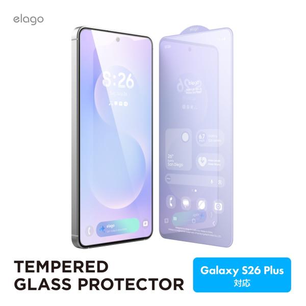 【製品仕様】… ◆ 対応機種 ： GalaxyS26 Plus ( ギャラクシーS26Plus ) ◆ 内容物 ： ガラスフィルム × 1個、クリーニングキット一式 ◆ サイズ ： 約 15.6cm × 7.3cm × 0.02cm ◆ 重...