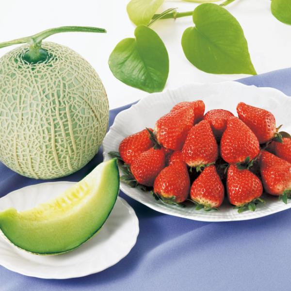 甘みに富んでいて、上品な味わいがあり、香り豊かな静岡県産アローマメロンと、甘さと酸味のバランスがよく、濃厚な味わいが特長の栃木県産いちごの贅沢な詰合せです。■仕様:・内容量：アローマメロン 1個（1.3kg）、いちご 380g（12〜18粒...