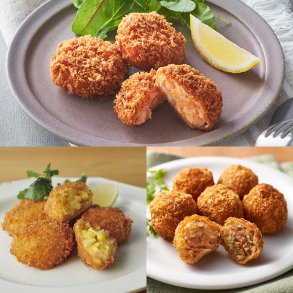 レンジで温めるだけで揚げたての美味しさ。海老の美味しさまるごと詰まったプチ海老カツと、２つの味わいのプチコロッケの詰め合わせ。食卓で使い勝手の良いかわいいサイズのプチセット。■仕様： ・セット内容：ぷりぷりプチ海老カツ 3個入り×1P / ...