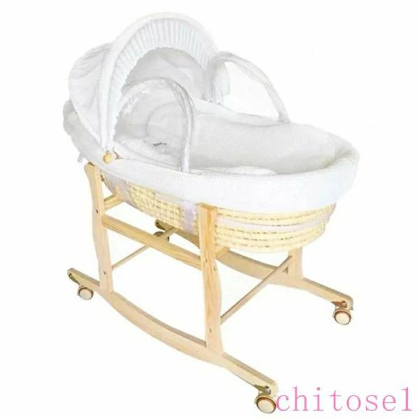 【製品仕様】重量/約7kg 荷重/約25Kg サイズ/上の図に示す   【材質】トウモロコシ皮、小麦茎 、山草   【セット内容・付属品】 前掛け、布団、海綿敷、日遮る棚、枕、蚊帳、木製クレードルボトムサポート、ホイール   【配件材質】バ...