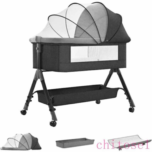 商品の寸法:95L x 55W x 81H cm   特徴:シェイク可能, 折りたたみ式, 高さ調節可能, 大人用ベッドと接続可能   材質:鉄+リネンコットン+プラスチック   この商品について   展開サイズ：(約)95x55x81cm...
