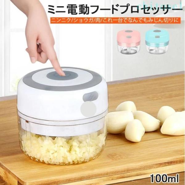 商品参照   名称：MINIフードチョッパー   内容量：100ML   消費電力：30W   サイズ：90*90*80mm   電圧：5V   重さ：0.24kg   カラー：ピンク　　ブルー　　ホワイト   充電：USB充電口　簡単充電...