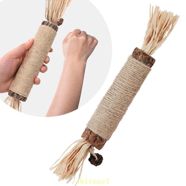 ? 【商品仕様】重量：100g　サイズ：長さ38cm×直径4cm　材質：木天蓼の木、マタタビの実、麻ロープ、ラフィア草 ? 【材質＆仕上げ】猫歯ぎしり棒はサイザル及びまたたびで作られており、100％天然無添加素材なので、ネコちゃんが安心して...