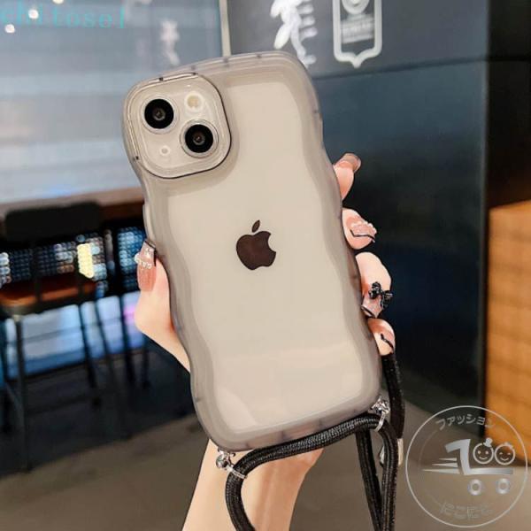 可愛いウェーブフレームのショルダーケース。 ソフトなTPU素材で、スマホを優しくフィットし、落下などによる衝撃をしっかり吸収し、キズから守ってくれます。 透明デザインで、iphone本体の色を活かすのも◎お好きなステッカーや写真を入れて、カ...
