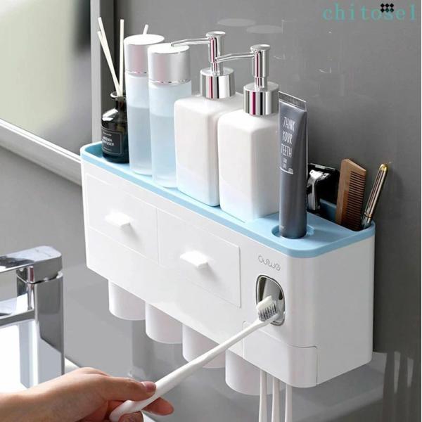 商品名：バスルーム収納   素材：PS、PP   カラー：グレー   タイプ：2コップ収納、3コップ収納   2コップ収納サイズ：230mm*100mm*132mm   3コップ収納サイズ：300mm*100mm*132mm   パッケージ...