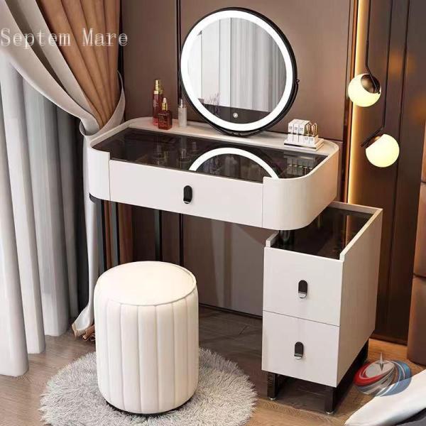 ドレッサー 化粧台 おしゃれ テーブル 収納 安い シンプル 椅子付き 鏡台 タッチ操作 LEDミラー 一面鏡 一面ドレッサー ワンルーム 一人暮らし