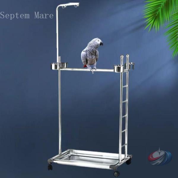 ペットバードケージステンレススチールオウムバードケージスタンド大型バードスタンド生息地バードハウスバードスタンド4輪バードケージ A