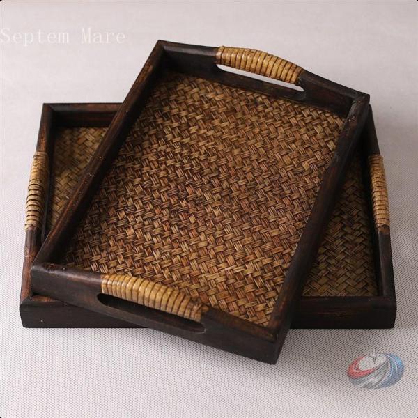 1.木製のフレーム、丈夫で織り目加工、高品質の竹、職人によって手織り、自然な息や魅力がいっぱい2.材質：木材。お手入れが簡単で、湿った布で拭いてください。3.サイズ：S :20x28cm、M :25 x30cm、L: 28 x 36cm、X...