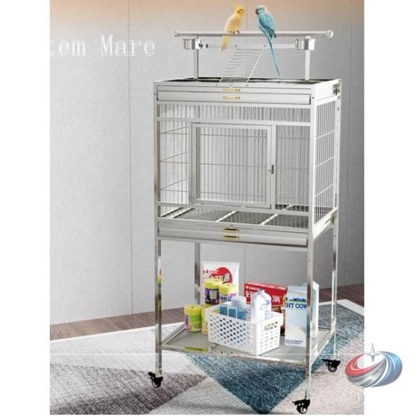 2 目的の鳥かご: 鳥かごの内側の高さは 66 cm で、1 匹または 2 匹の中型のオウムを密集させることなく収容できます。 頭上にはオウムの台があり、オウムと親しくなり、親交を深めることができます。大型/丈夫で耐久性：鳥かごはすべてステ...