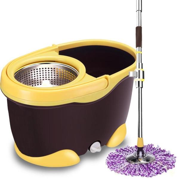 【360回転モップ】：まずモップのロックを開く、上下押すだけでモップが回転し、楽に洗浄＆脱水ができます。洗浄の場合は最高水位線を超えないてください。【ステンレス製水切り】：高級なステンレス製モップ絞り器を利用して、劣化しにくい、耐久性が強く...