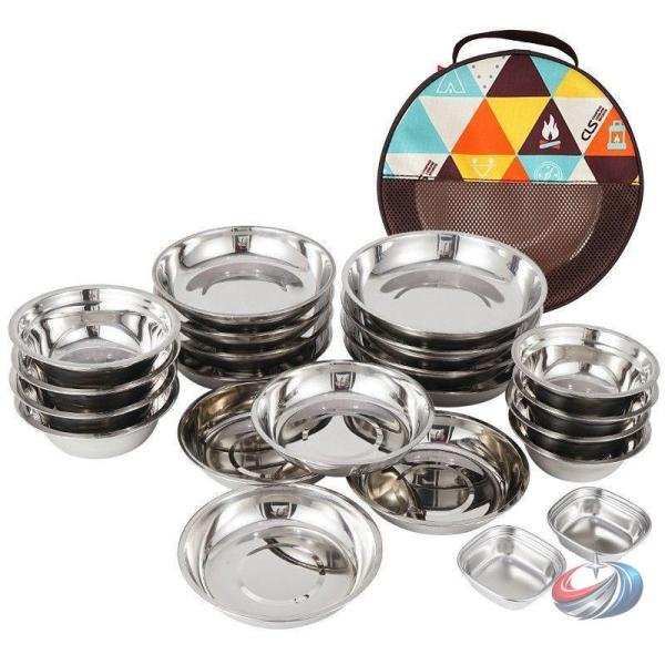 【お手入れが簡単】食器は平らな底と滑らかな表面を備えており、安定して配置でき、ひっくり返りにくく、お手入れが簡単で再利用可能です。また、収納バッグは屋外での持ち運びに便利です。【上質な素材】キャンプ用食器のボウルとプレートはプレミアムステン...