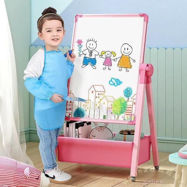 【両面 マグネット ボード 多機能性】お絵かきボードが両面使えることができます。一面は黒板で、もう一面はホワイトボードで、2人の子供に同時に学習機会を提供できます。 子供のためのすべての安全設計は、両親のための信頼できる選択です。（ホワイト...