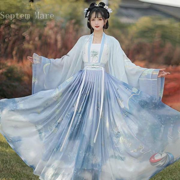 商品詳細  漢服　華流舞台ステージ衣装　中国伝統古典漢服唐装　中国風ステージコスプレ衣装内容   3点セット：ブラウス+キャミソール+スカート（4680円)4点セット：羽織+ブラウス+キャミソール+スカート（5880円)サイズ   S  バ...