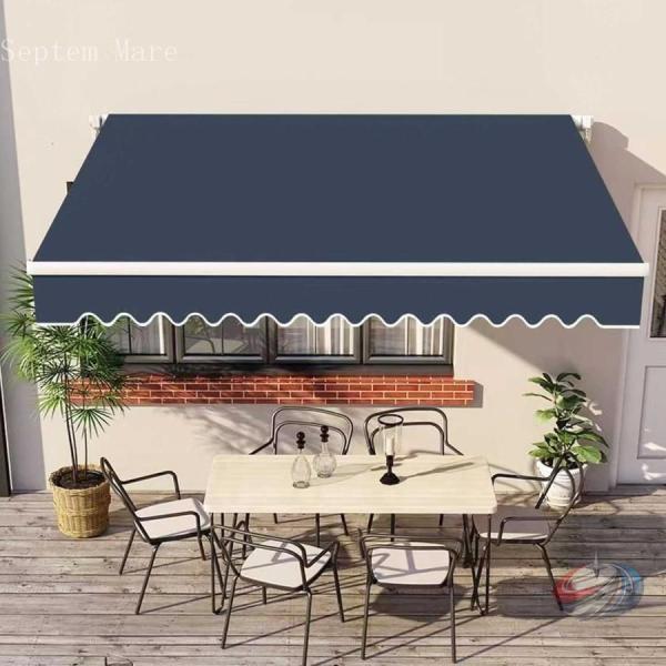 手動ひさしオーニングテント、防水およびUV 伸縮式 オーニングテント 、 壁際 2/3/4/5M アウトドアオーニング、アルミ合金 庭の日よけ格納式キャノピーオーニン