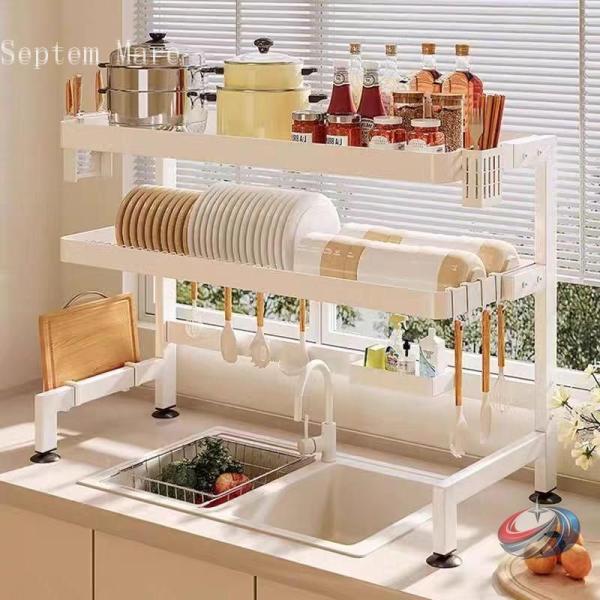 水切りラック シンク上 2段 食器水切り 食器収納 キッチン収納 水切りかご キッチンラック 皿立て 箸入れ まな板立て ディッシュラック 台所