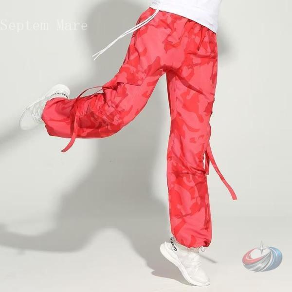 フィットネスウェア レディース ダンスウェア ウェア 軽い パンツ ヨガウェア カーゴロングパンツ ヨガ ダンス カラー: 迷彩-赤/黒/グリーン/ブルー/ローズ 素材：ポリエステル90% ポリウレタン10%★中国製※お使いの画面と実際のお...
