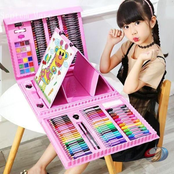 両面から描ける付きのケースがの208ピースの画材セットです★ラッピング無料、メッセージカード無料★お子様に使いやすい画材をたっぷり、小さなお子様からお使いいただけます★色鉛筆や水性ペン、手や洋服が汚れづらい固めのクレヨンなど、知育教育に適！...
