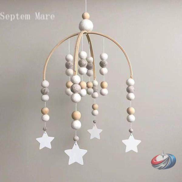 ベビーメリー メリー ベビー 北欧風 吊り下げ式 新生児 赤ちゃん おもちゃ 木製 ベッドサイド ぶら下げ ナチュラル 出産祝い 新生児 子供 部屋飾り 写真撮影 SNS映え 小道具 可愛い 柔らかい 飾り 星 誕生日プレゼント モビール ...