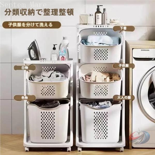 商品詳細：ナチュラルカラーのおしゃれなランドリーバスケットです。サニタリースペースをすっきり出来ます。上段の浅バスケットにはバス用品、洗濯機まわりの小物が収納できます。入浴時の着替えや脱衣カゴとしても重宝します。下段のバスケットは大容量の深...