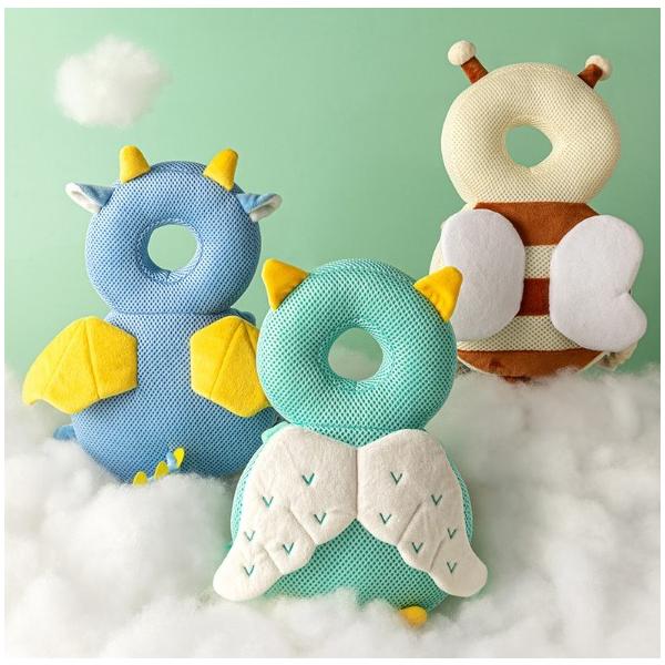 ひとり立ちやつかまり立ち、よちよち歩きの赤ちゃんなどの転倒した時の頭をやさしく守るリュック型のヘッドガードクッションですかわいいミツバチやてんとう虫デザインのリュックは背負っている姿もとってもキュート頭を転倒時の衝撃からやさしく守ってくれる...