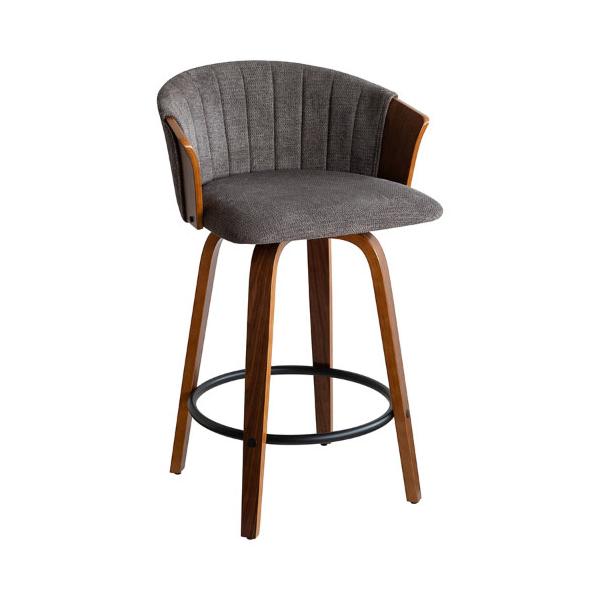 バーチェア Litas リータス ブラウンダークグレー 組立式 [623138036] 360度回転 幅55×奥行き49.5×高さ86cm KNC-J3138-BRDGY 宮武製作所