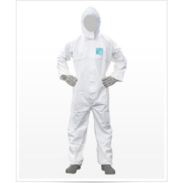 使い捨て式密閉服直接水に濡れる作業OK！JIS　T8115適合品全身化学防護服：　タイプ4,5,6耐水圧2000ｍｍ以上で、湿潤作業に最適です。首元ゆったりします。サイズ：　2XL　（身長：188〜194cm,　胸囲：116〜124cm）テ...