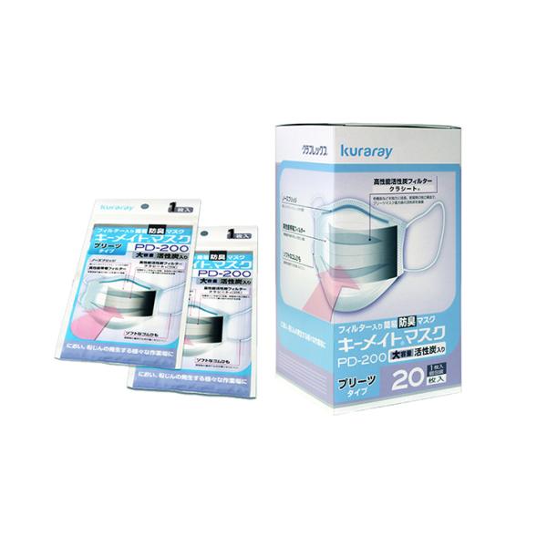 活性炭入り&amp;粉じん対策マスク（プリーツタイプ）フィット性の高いプリーツマスクの口元側に高性能活性炭シート〈クラシート?〉を独立配置することで、高い防臭性能を実現しました。厚みのある〈クラシート?〉により、従来のプリーツ型防臭マスクの...