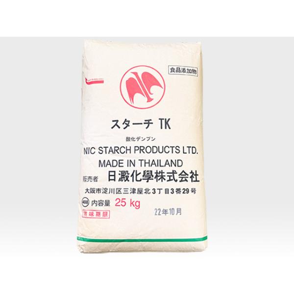※業務用商品の為、個人様への販売はお断りさせて頂く場合がございます。糊液の透明性向上、低粘度、フィルム性などの特性があります。米菓、佃煮、各種タレ、フライ食品、とり粉などに使用できる加工澱粉です。商品詳細＜商品名＞スターチTK＜原材料名＞タ...