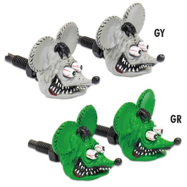 Rat Fink Head License Boltsラット フィンク ヘッド ライセンス ボルトRat Fink がライセンスボルトになりました。※ペア (同一カラー 2つ 1組) の価格です。※汎用商品の為、車・バイクのどちらにも使用可...