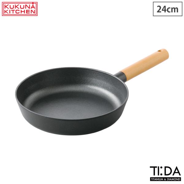 ■品名TIDA チタン＆ダイヤモンド コーティング 24cm フライパン KKN-TD24F■サイズ直径24 × 5.3cm■材質本体：アルミニウム合金（内、外面：フッ素樹脂加工）、底面：ステンレス鋼、ハンドル：木製■重量約590g■対応熱...
