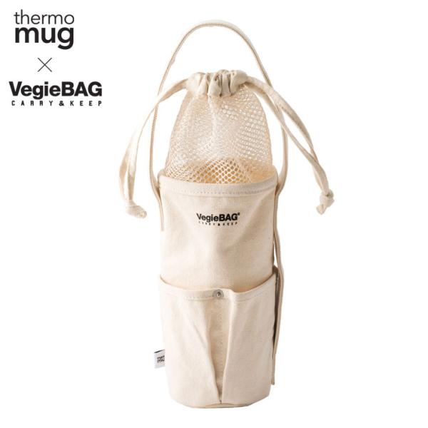 ■品名VEGIEBAG2 TRIP BOTTLE L専用バッグ■サイズ横幅：100mm、高さ：220mm（持ち手までの高さ：250mm）■材質綿,ポリエステル■商品説明「thermo mug x VegieBAG」「野菜をおしゃれに持ち運ぶ...
