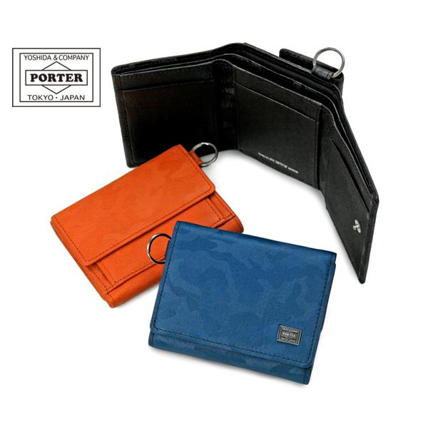オリジナルの迷彩柄を型押しした革を用いた小物シリーズ「PORTER WONDER」。メイン素材に靴のインナーやカバン・小物の内装等に使われる機会の多い豚革を使用しております。こちらの型は「WONDER」シリーズの3つ折り財布の中でも1番コン...