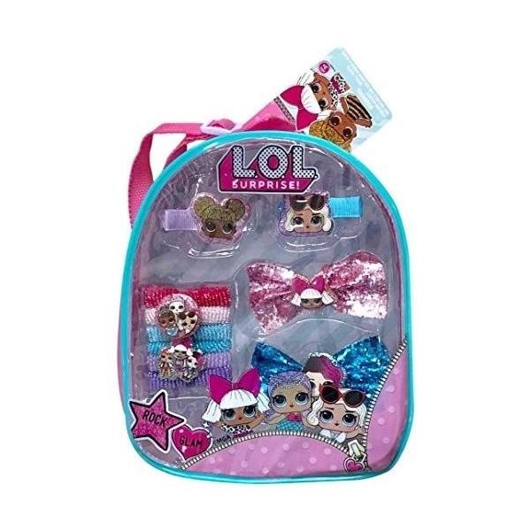 L.O.L Surprise 11 Pieces Mini Backpack Complete Hair Accessories For Girls(+3 years)LOLサプライズヘアアクセサリーセットクリアミニバックパック10個ヘアア...