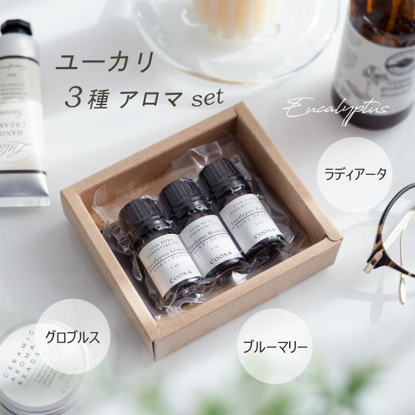 心と体をリフレッシュさせるユーカリ精油の3種セットです。100% ピュア エッセンシャルオイルユーカリ・グロブルス、ユーカリ・ラディアータ、ユーカリ・ブルーマリー、各5 ml × 3本をお得なセットにしました。通常価格の20％OFFの特別価...
