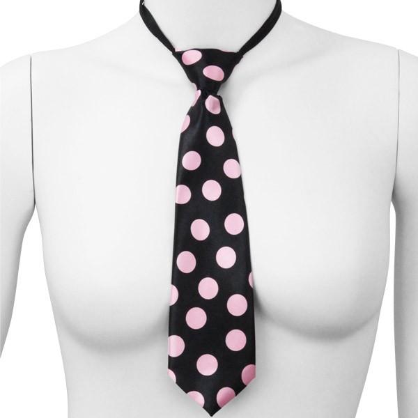 コスプレ 衣装 ニーソ ソックス スカーフ リボン スカート 小物 アクセサリー イベント　コスプレ用小道具 黒地にベビーピンクがとびきりキュートなドット柄ネクタイ。王道アイテムに差をつける個性的な柄を取り入れ、ポップに仕上げました。大きめ...
