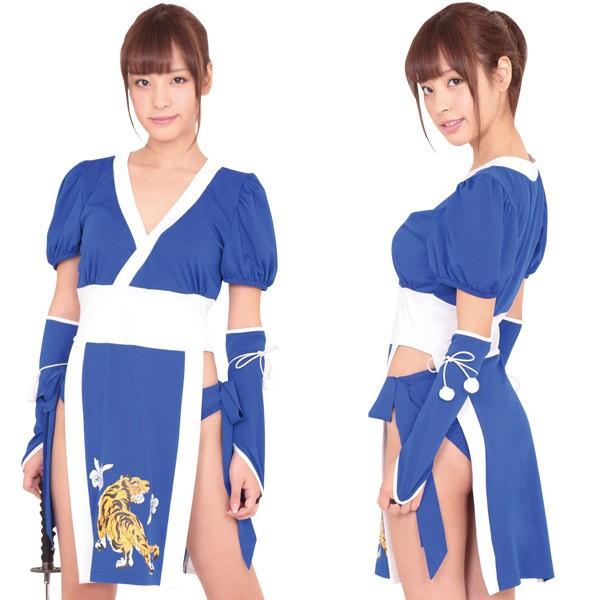 コスプレ 仮装 衣装 ハロウィン 魔女 海賊 パイレーツ 悪魔 セクシー イベント コスチューム 見せパンスタイルの「くのいち」参上！大胆アレンジがセクシーな女忍者コスプレ。●セクシーな「くノ一」装束風セット●凛とした青が美しい帯一体型のワ...