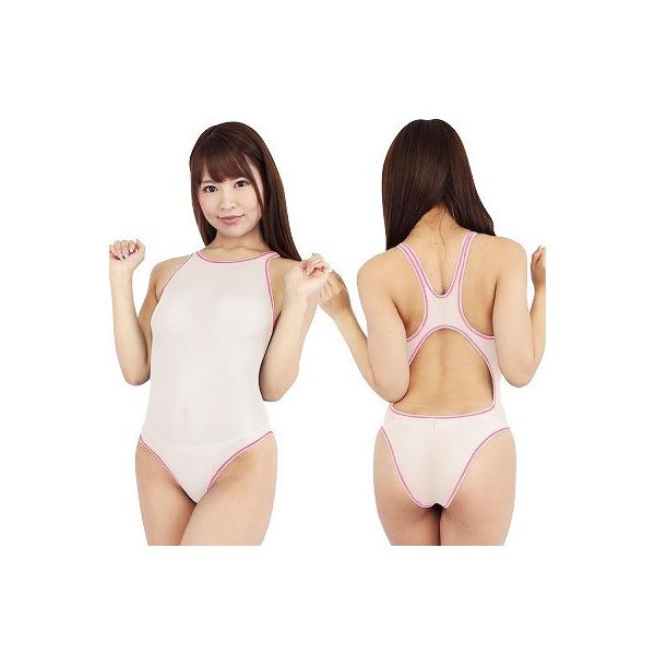 ホワイトカラーにピンクのラインが映える可愛い日本製の競泳水着コスプレ。うっすら透けて見えちゃう極薄のストレッチ生地がポイント！本格的な背面開きで背中魅せもバッチリな競泳水着コスプレです。水着といえばコチラの「Tバックスクール水着（b2089...