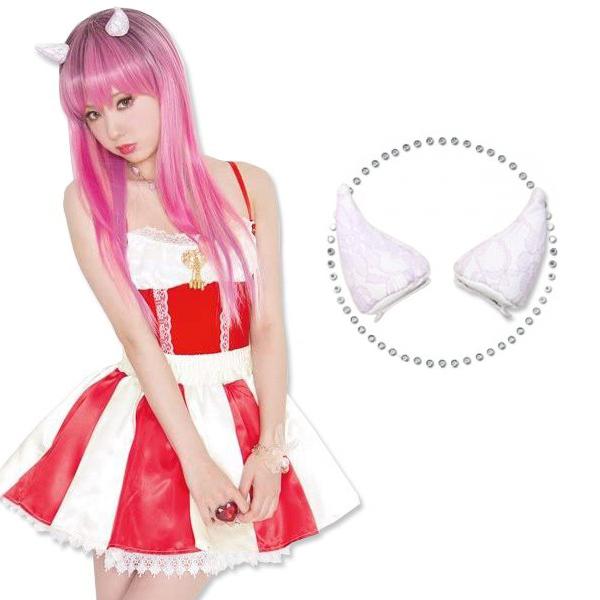 スウィートでファンタジックな世界観が素敵！原宿系カリスマモデル「AMO」のプロデュースブランド「Lunatic Lemony Lollipop」からレーシィデビルホーン（ヘヴンホワイト）が登場♪エナメルの上にはラベンダーカラーのレースが重ね...