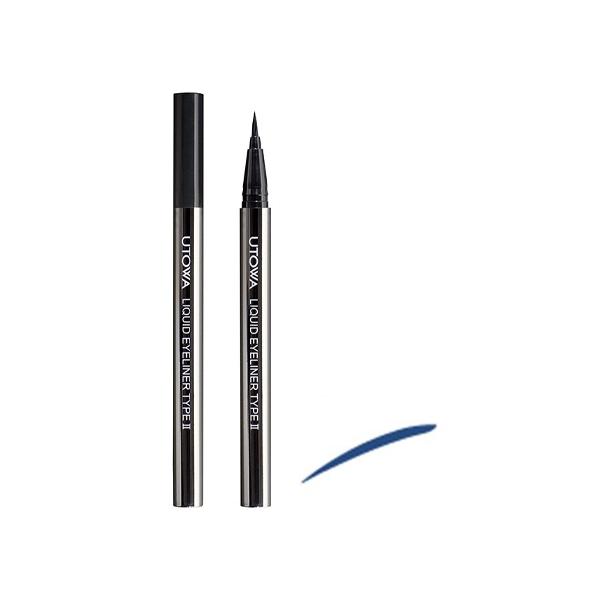 汗・涙・皮脂に強く、目元に優しいまぶた＆まつ毛ケア成分配合のフィルムタイプのリキッドアイライナーなめらかな描き心地で、すばやく乾いてにじまない極細筆タイプネイビーは、凛としたオリエンタルネイビー肌を明るく見せ、透明感のある目元に