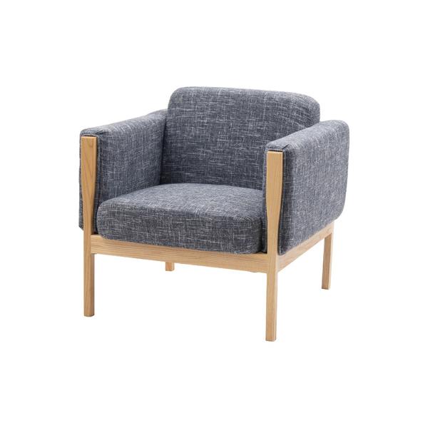 直線的なラインで無駄のないシンプルなデザインが印象的なソファ。アームに施された天然木の飾りが美しく温かみを感じさせます。サイズ：W81×D76×H75×SH40cm素材：木フレーム ウィービングベルト ウレタン塗装 ポリエステル商品重量：2...