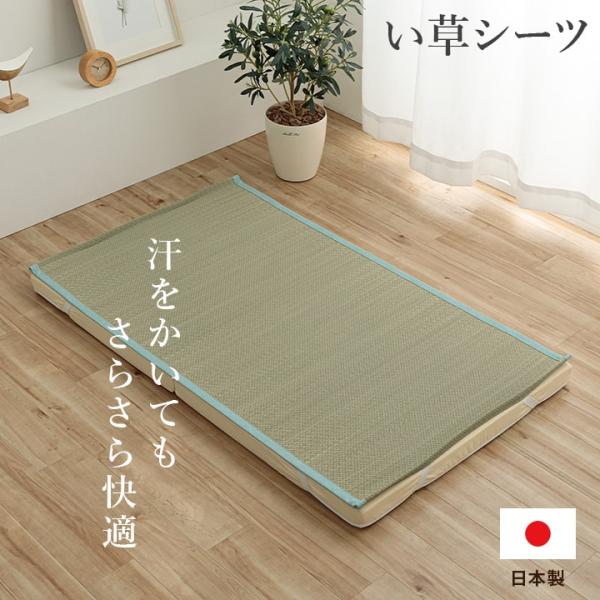 サイズ：約70×120cm(ベビーサイズ)カラー：ブルー組成：表地=国産無染土い草　※綾織ヘリ=綿100%※四隅ゴムバンド付き原産国：日本洗濯表示：洗濯不可