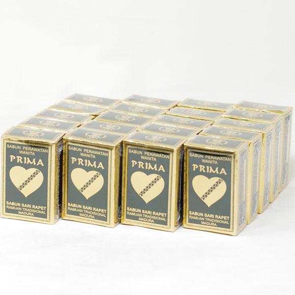 インドネシアのジャムウ配合でデリケートな部分を優しく洗い上げるプリマサリラペソープ80gが20個のおトクなセット。今ならバスハーブのおまけ付き！「プリマサリラペ　ソープ　20個セット」は石鹸です。